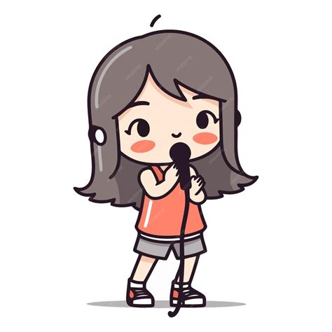 Premium Vector Cute Girl Singing Cute Cartoon Vector Illustration