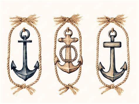 Premium Photo Watercolor Of Jute Twine String With Anchor And
