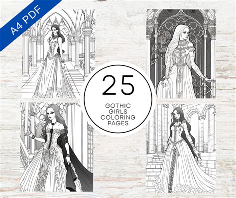 25 Gothic Women Coloring Pages Printable Gothic Coloring Book For