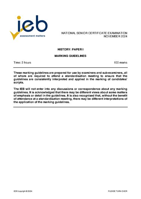 Nsc History P1 Marking Guidelines November 2024 Studocu