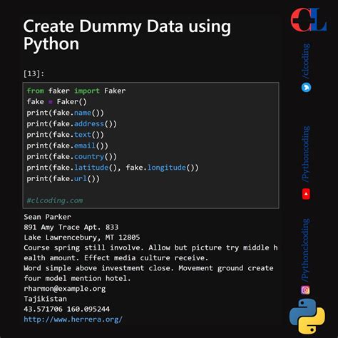 create dummy data using python python coding