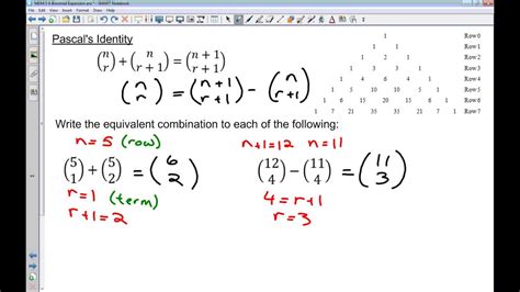 Mdm4u 14 15 A Pascals Identity Youtube