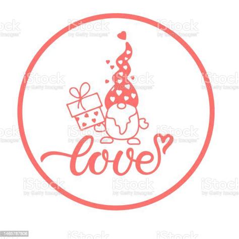 사랑 그놈 로그인 해피 발렌타인 데이 인사말 카드 문 기호 벽 예술 장식 템플릿 그놈 스케치와 발렌타인 데이 디자인에 흰색 배경에 손으로 쓴 편지가 있는 벡터 문구 2월에