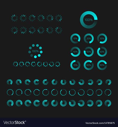 Futuristic Progress Loading Bar Set Of Indicators Vector Image