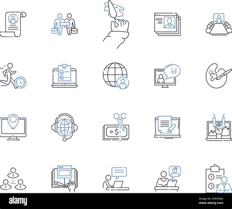 Problem Solving Powwow Line Icons Collection Collaboration