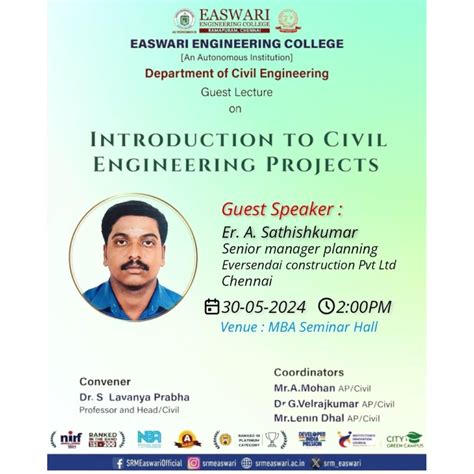 Introduction To Civil Engineering Projects Srm Easwari Engineering College
