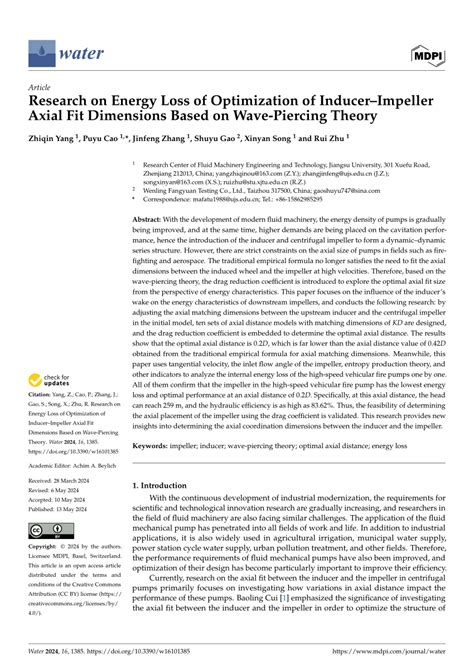 Pdf Research On Energy Loss Of Optimization Of Inducer Impeller Axial Fit Dimensions Based On