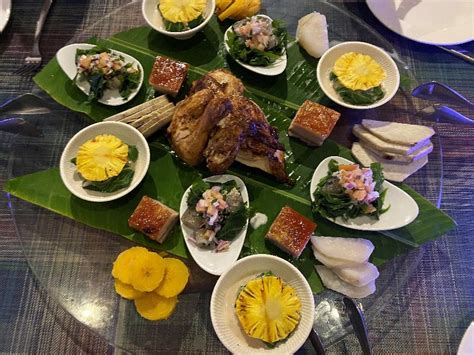 Feast Of Fijian Food In Four Coconut Bowls