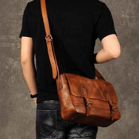 Genuine Leather Mens Cool Messenger Bag Briefcase Work Bag Business Bag