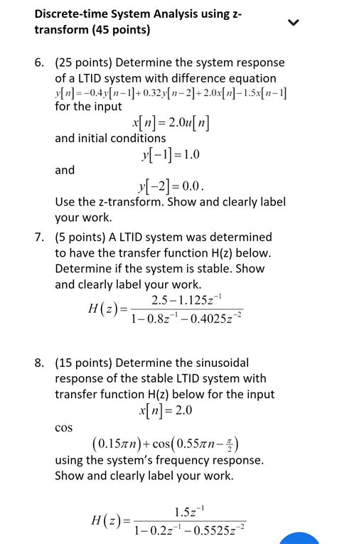Solved Discrete Time System Analysis Using Ztransform 45