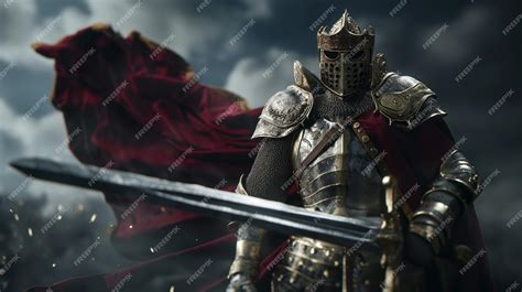 Premium Photo Brave Knight In Shining Armor Standing Tall With A