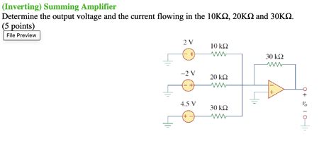 solved inverting ﻿summing amplifierdetermine the output