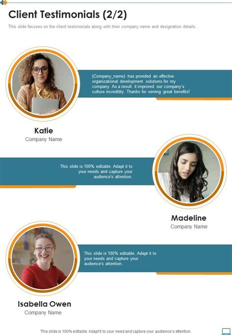 Company Development Proposal Client Testimonials One Pager Sample Example D