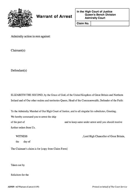 Wisconsin Arrest Warrant Template