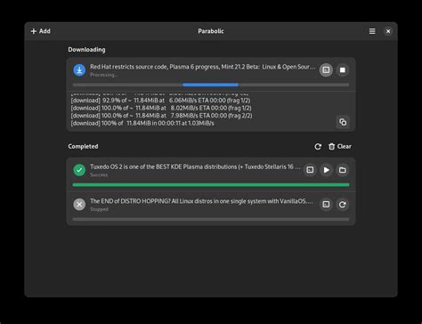 Parabolic A Yt Dlp Frontend App For Linux