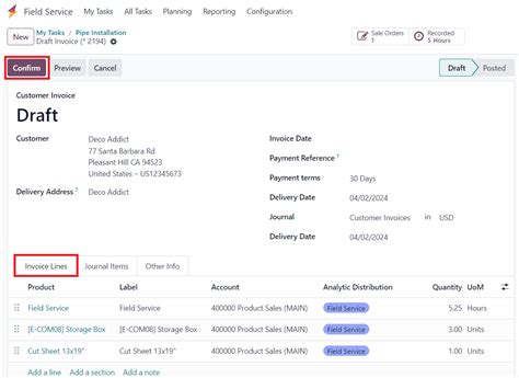 How To Invoice Time And Material Used In A Field Service In Odoo 17