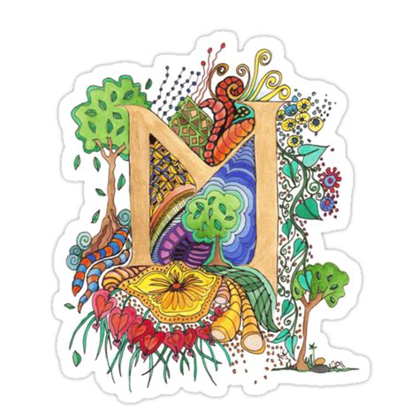 M An Illuminated Letter Stickers By Wiccked Redbubble