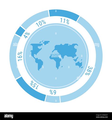 World Statistics Round Circle Chart Icon Flat Vector Illustration