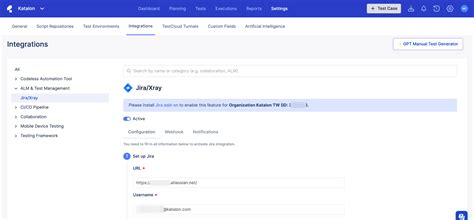 Configure Xray Integration In Katalon Testops Legacy Katalon Docs