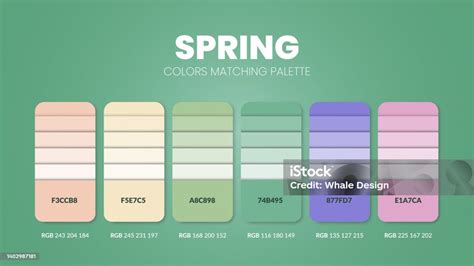 스프링 톤 색상 팔레트 또는 색상 구성표는 올해 트렌드 조합 및 팔레트 가이드이며 Rgb 또는 Hex의 테이블 색상 음영입니다 봄 패션 가정 또는 인테리어 디자인을 위한