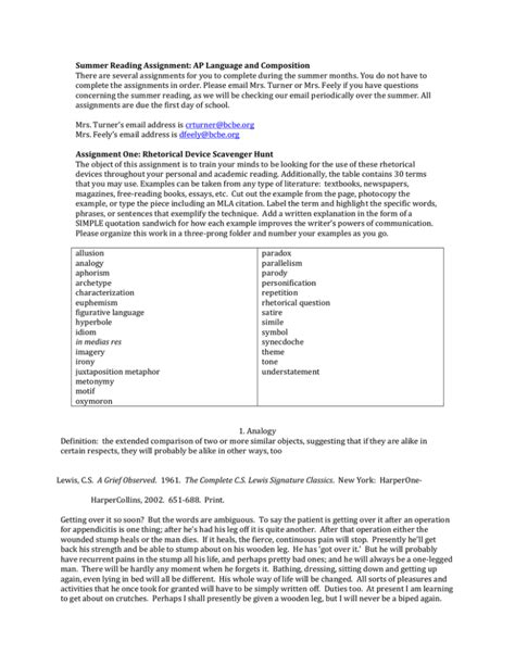 Ap Language And Composition Summer Reading Assignment