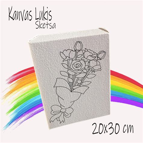 Jual Kanvas Lukis Sketsa Bunga Terbaru 20x30 Cm Siap Pakai Mewarnai Cat Lukis Shopee Indonesia