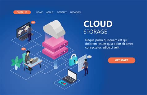 Illustration Of Cloud Data Storage Server Programmer Suitable For Landing Page Flyers
