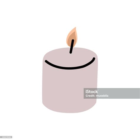 귀여운 Hygge 홈 장식 불타는 왁스 파라핀 향기로운 촛불 아로마 테라피 휴일 장식 디자인 요소 손으로 그린 벡터 그림 촛불 조명 장비에 대한 스톡 벡터 아트 및 기타