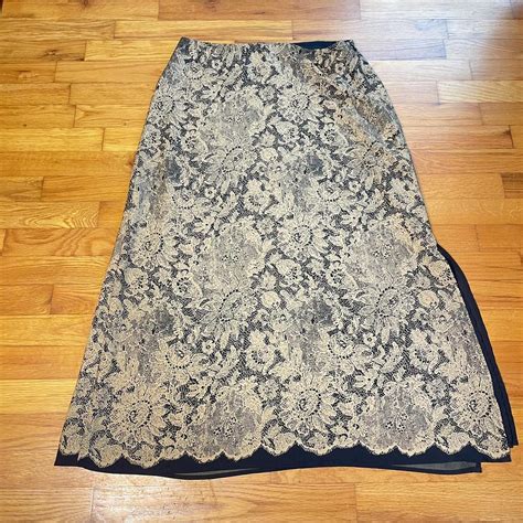 Villager Liz Claiborne Skirt Women 12 Tanblack Depop