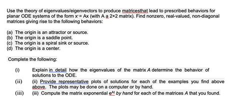 Solved Use The Theory Of Eigenvalues Eigenvectors To Produce