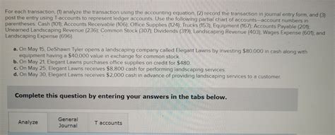Solved For Each Transaction 1 Analyze The Transaction Using The 1 Answer Transtutors