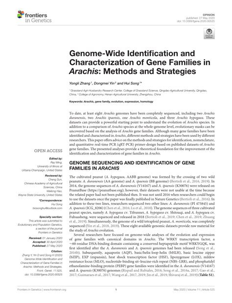 Pdf Genome Wide Identification And Characterization Of Gene Families