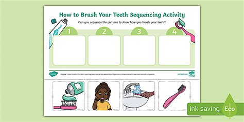 How To Brush Your Teeth Sequencing Activity Twinkl