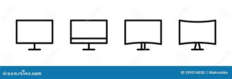 Monitor Icon In Line Pc Screen Icons Set Computer Monitor Sign Outline Desktop Monitor Pc
