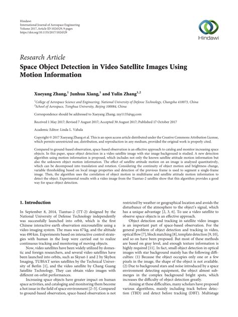 Pdf Space Object Detection In Video Satellite Images Using Motion Information