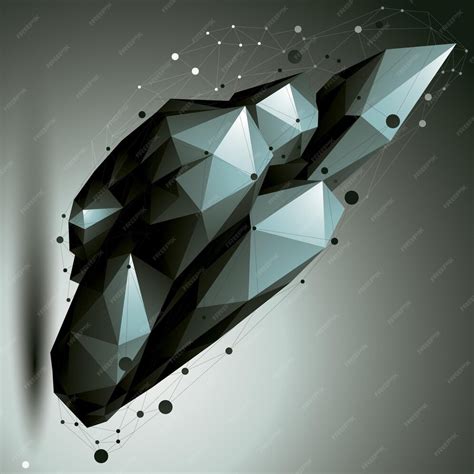 Premium Vector Abstract 3d Structure Polygonal Network Object Grayscale Deformed Figure