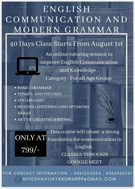 Nivedha Vijayakumar On Linkedin An Online Tutoring Session On Communication And Grammar In