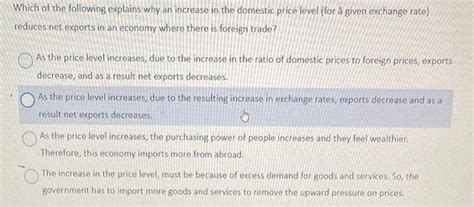 Solved Which Of The Following Explains Why An Increase In