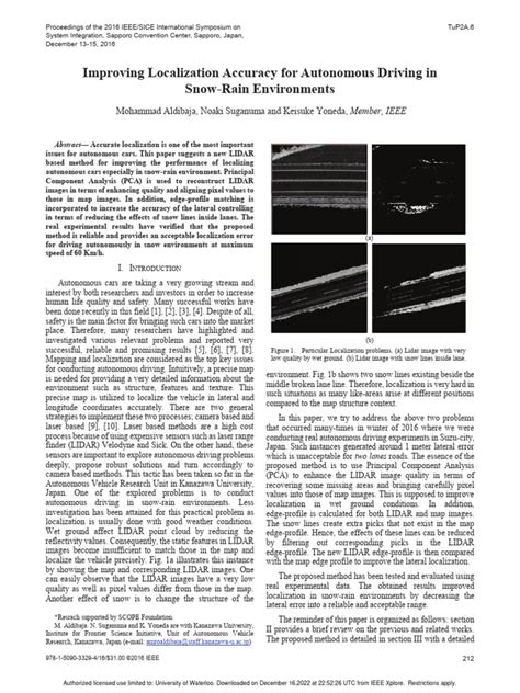 Improving Localization Accuracy For Autonomous Driving In Snow Rain