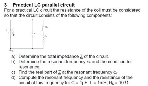 Solved Practical LC Parallel Circuit For A Practical LC Chegg Com