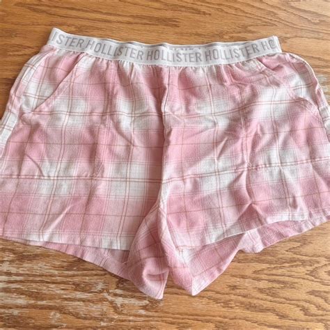 Light Pink Plaid Hollister Sleep Shorts Size Xl Depop