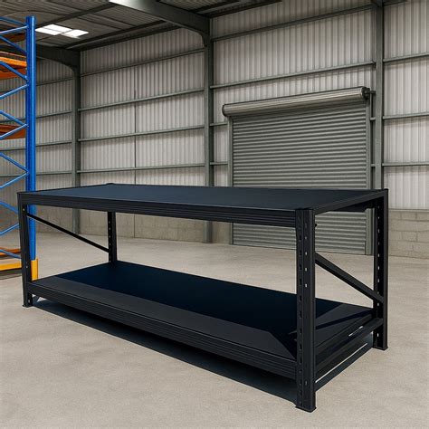 Steel Work Bench 24m X 08m X 09m Plywood Worktop Black Hobbs Displays