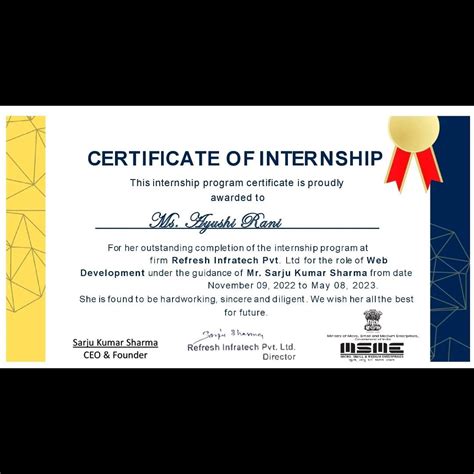 ayushi rani on linkedin internship webdevelopment careergrowth gratitude learningexperience…