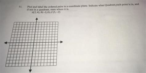 11 Plot And Label The Ordered Pairs In A Coordinate Plane Indicate What Quadrant Each Point Is