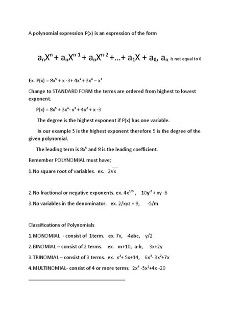 Polynomial Expression Pdf Polynomial Expression Pdf