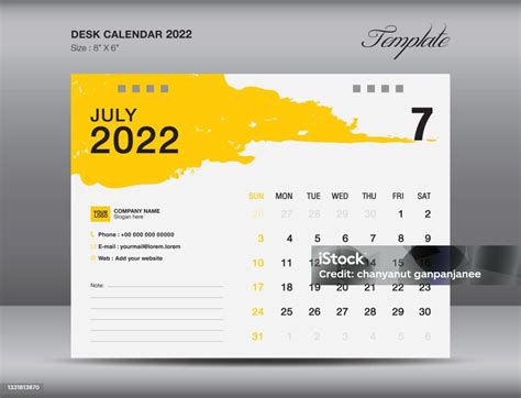 책상 캘린더 2022 디자인 7 월 템플릿 캘린더 2022 템플릿 플래너 간단한 벽 달력 디자인 주 일요일 시작 인쇄 광고