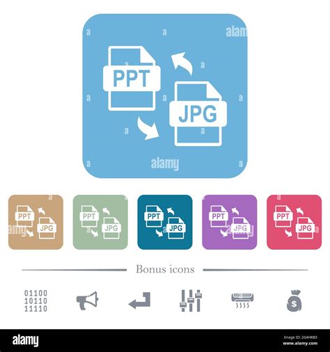 ppt file conversion white flat icons on color rounded square