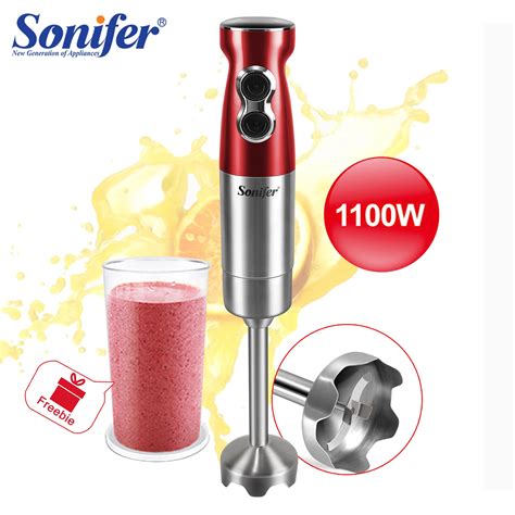Sonifer 1100w 고출력 푸드 믹서 2 속도 핸드 블렌더 전기 4 블레이드 얼음 분쇄 주방 야채 과일 교반 선물 핸드