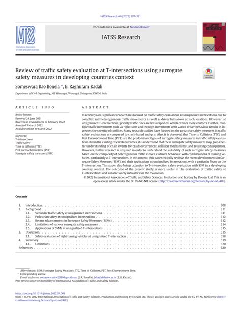 Pdf Review Of Traffic Safety Evaluation At T Intersections Using