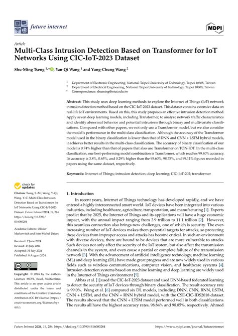 Pdf Multi Class Intrusion Detection Based On Transformer For Iot